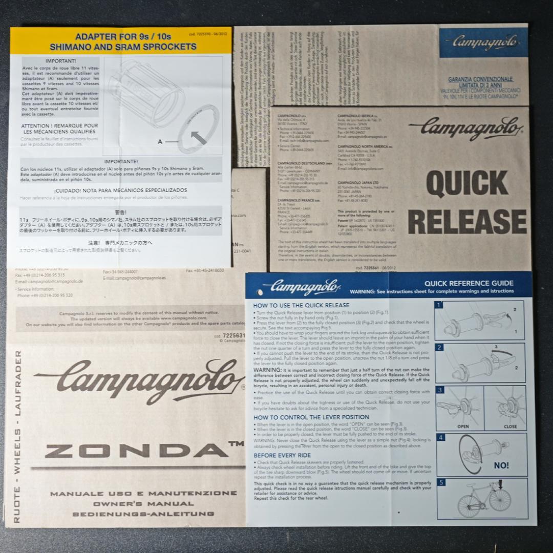 カンパニョーロ・ゾンダ C15【良品・ホイールバッグ・タイヤ付属】