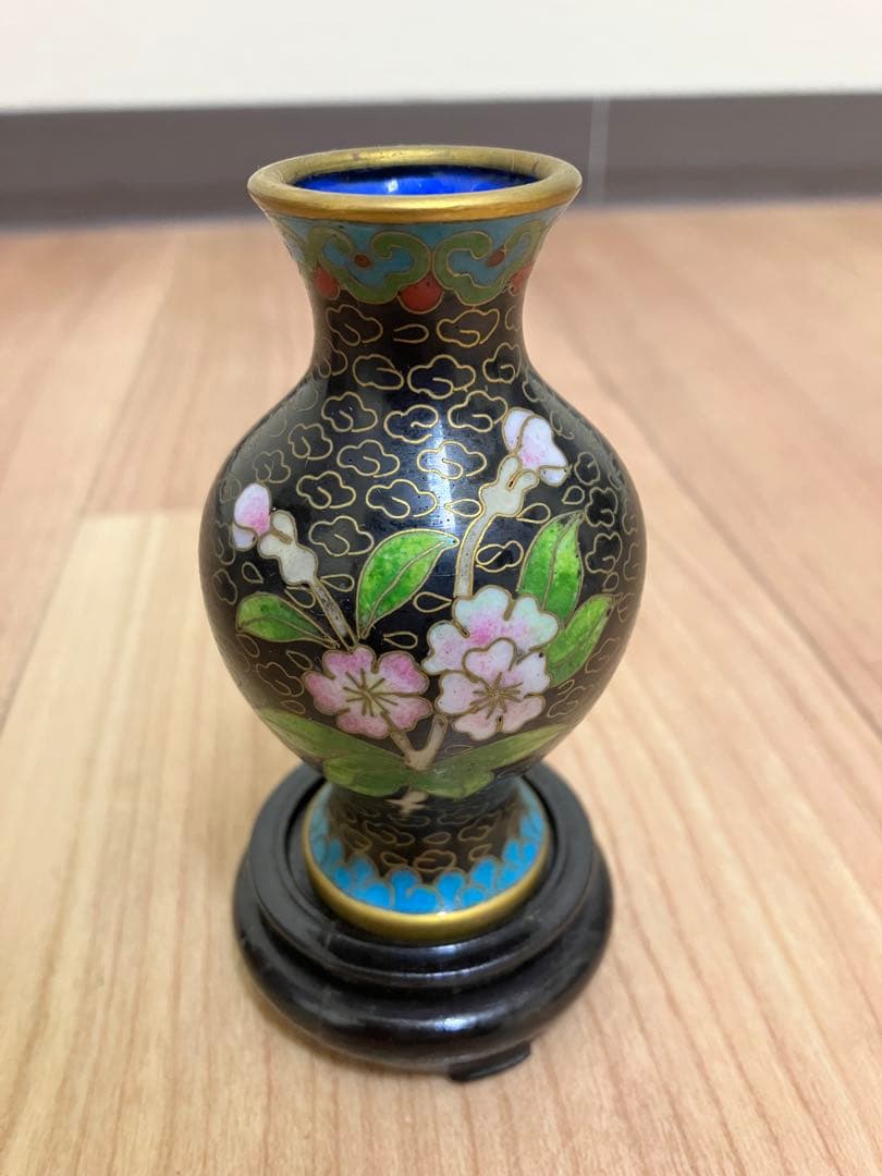 七宝焼　景泰藍　花瓶　2客　時代物　古美術　美術品　骨董品　古物　アンティーク
