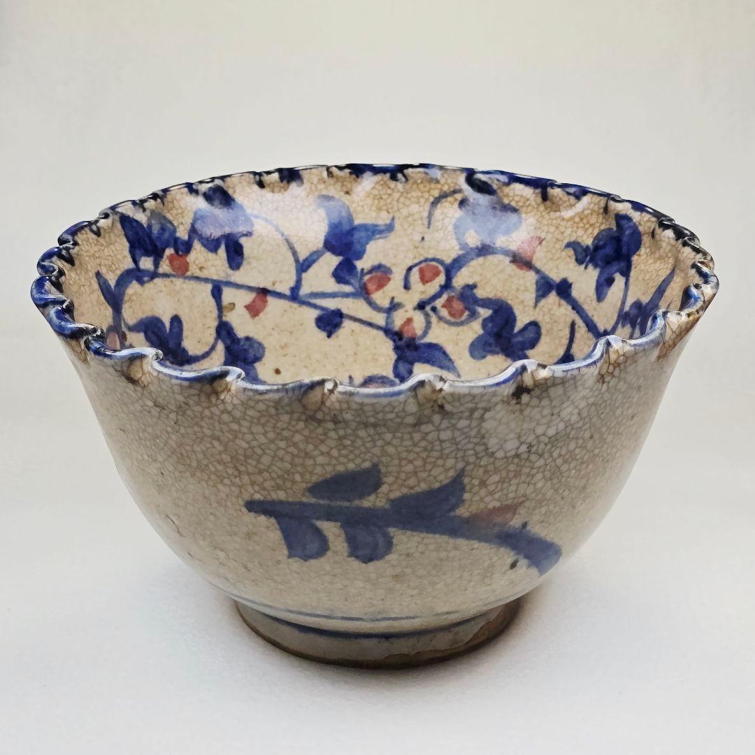 骨董品 中国古磁 青花染付 釉里紅 手絵 鳳紋 海碗 大茶碗 観賞物 美品 在銘