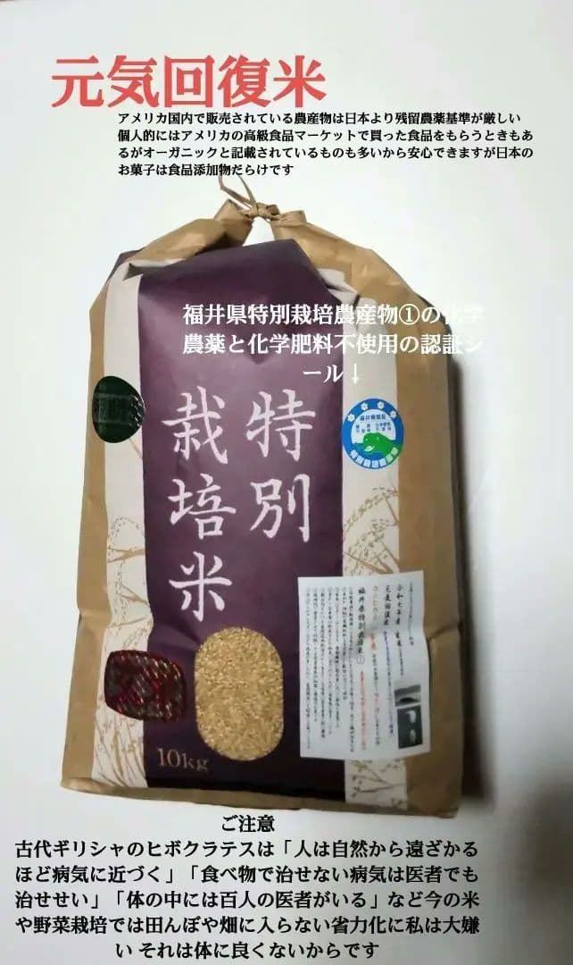 有機栽培米は超希少米 ７年産コシヒカリ 玄米10kg 特別栽培① 農薬等不使用