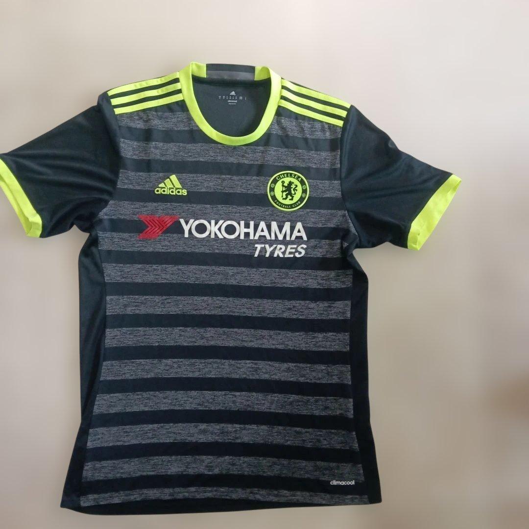 CHELSEA adidas シャツ ブラック/ライムＬサイズ