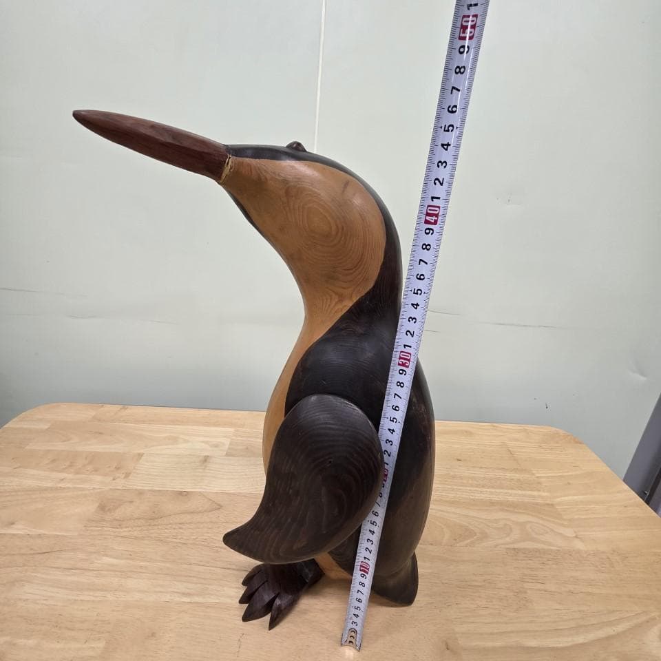 木製 ペンギンの彫刻 高さ約42cm 置物 インテリア アンティーク 昭和レトロ