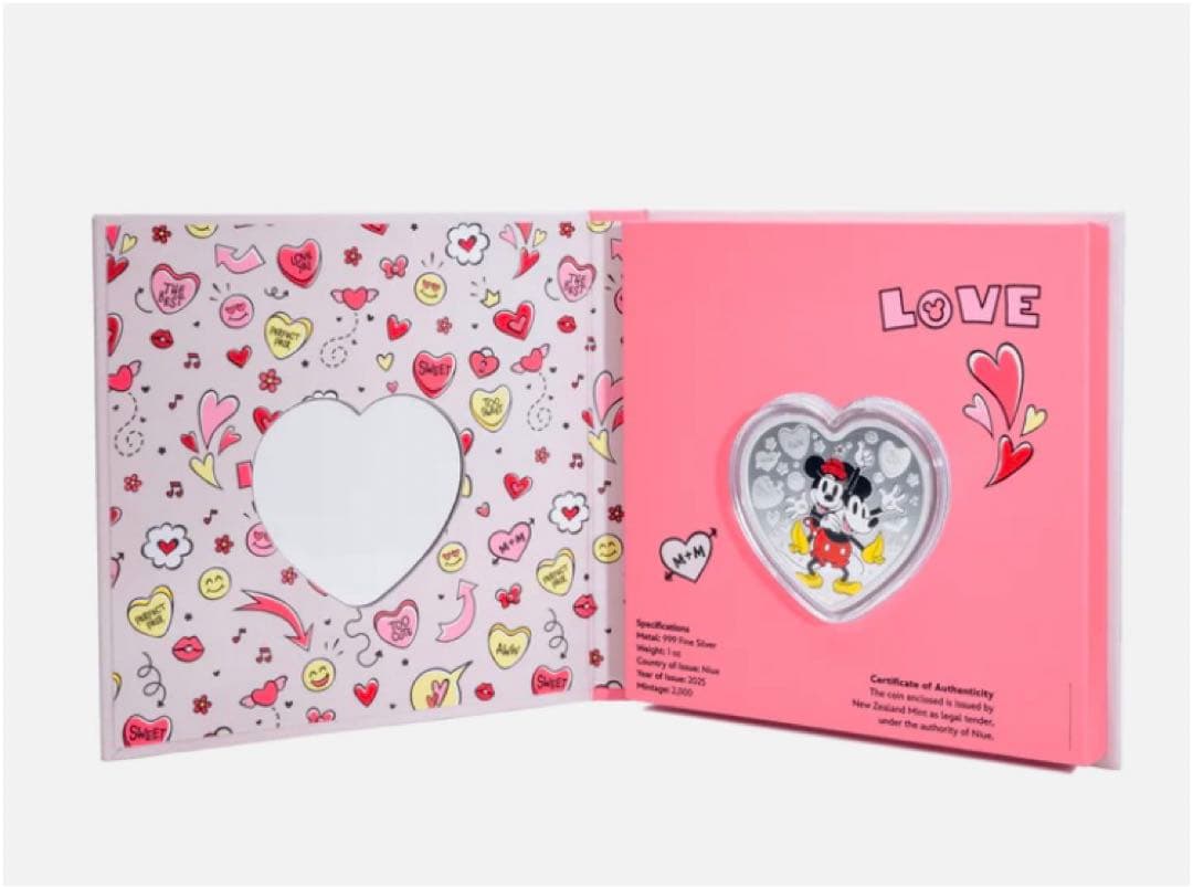 銀貨　ディズニー：ミッキーマウス＆ミニーマウス「I LOVE US」