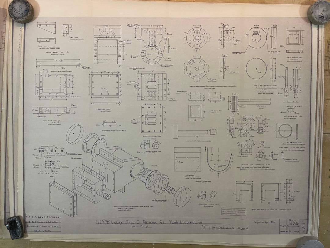 機関車図面大判サイズ#4　0-4-0 ADAMS B4　11sheets