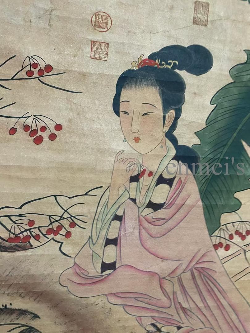 中国古美術 近代 張大千款 水珮風裳画 水墨画 掛軸 宣紙 唐物 書画 名家作