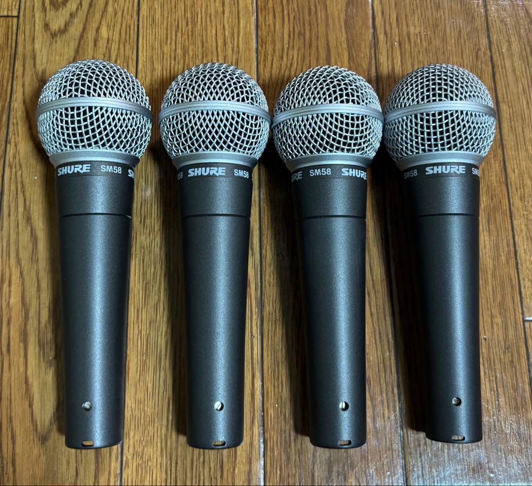 SHURE SM58 ダイナミックマイク 4本セット　ジャンク品として