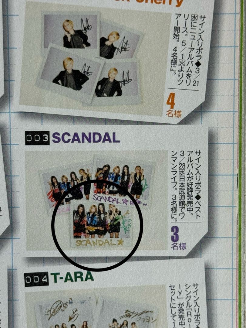 SCANDAL 直筆　サイン入りポラ　チェキ　抽プレ　当選品