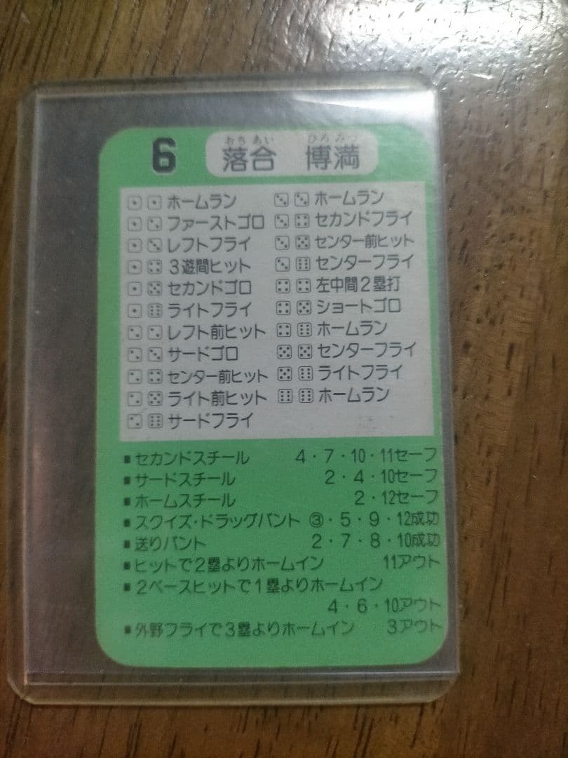 タカラ　プロ野球カード　６２年　落合