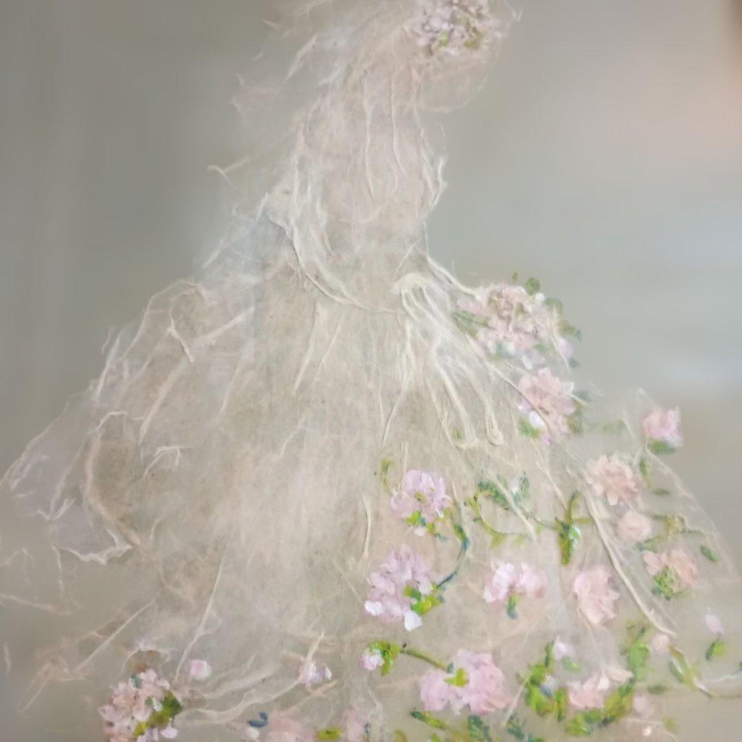 タイトル 道 1969年 ビンテージ ウェディングドレスの花婿 ちぎり絵