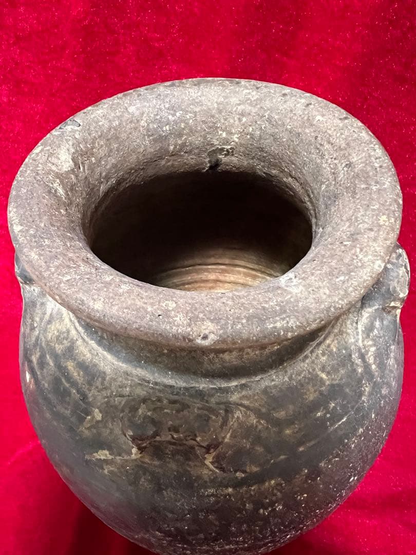 中国明朝青釉 四耳壺陶器 骨董品 時代物 高さ30cmx12cm整理品現状品のみ