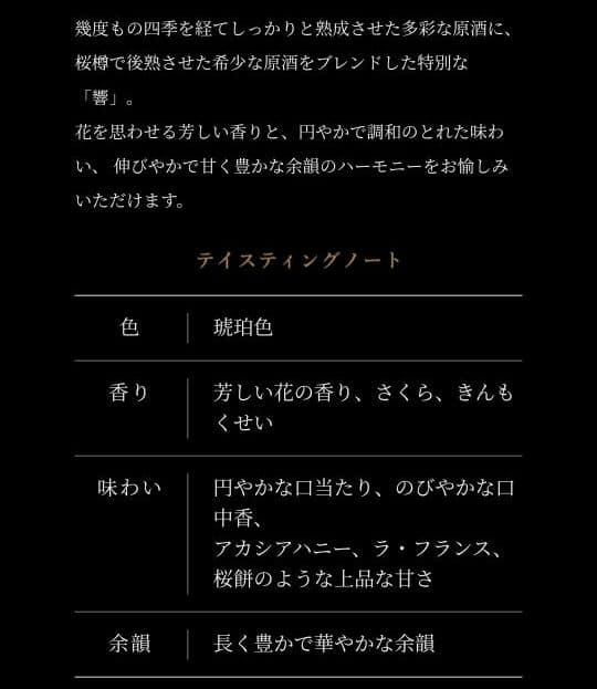 響 ブロッサムハーモニー 2022 サントリー ウイスキー