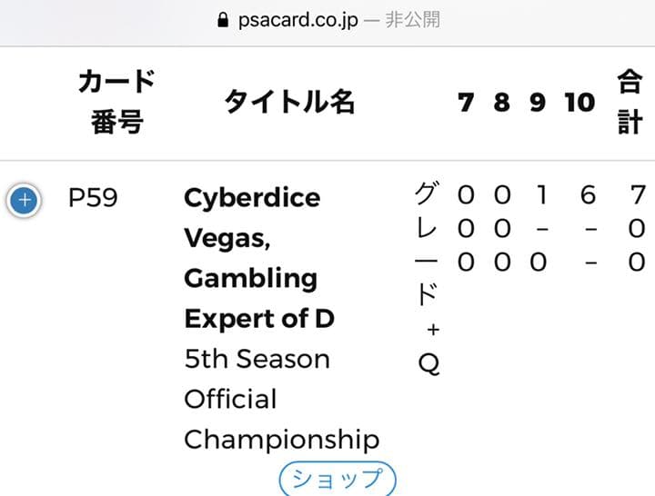 デュエルマスターズ Dの博才 サイバーダイス・ベガス CSプロモ　PSA10