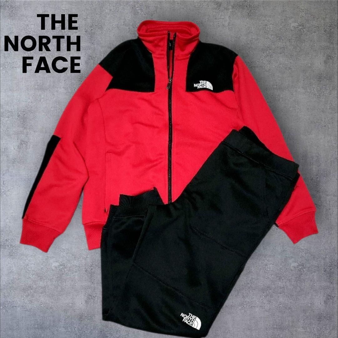 美品NORTH FACEノースフェイスジャージ上下セットアップ赤×黒M