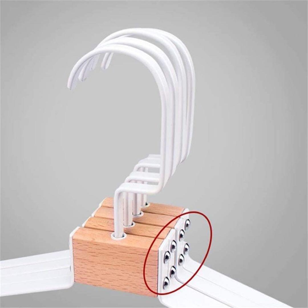 10本　金属と無垢材　白ハンガー　おしゃれ 収納 かたくずれ防止 360度回転