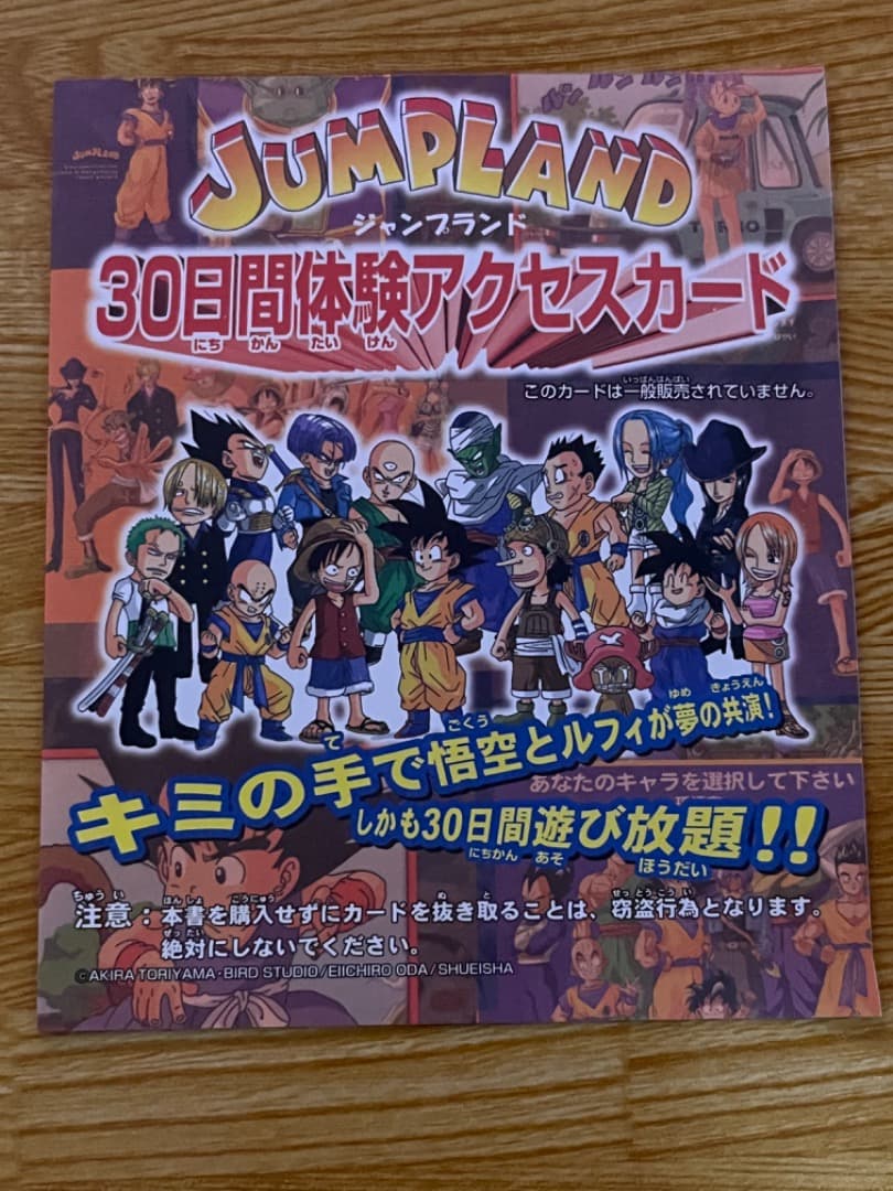 極貴重　孫悟空とルフィ　JUMPLAND ジャンプランド　体験用カード