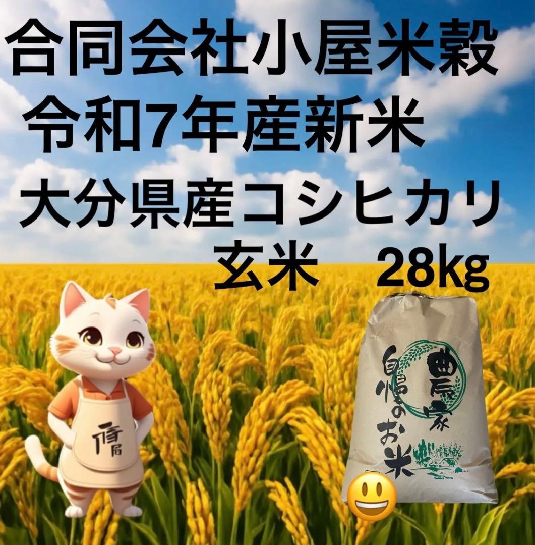 令和7年新米大分県産コシヒカリ玄米28㎏キロ　資材重量込みお米30㎏キロ以内発送