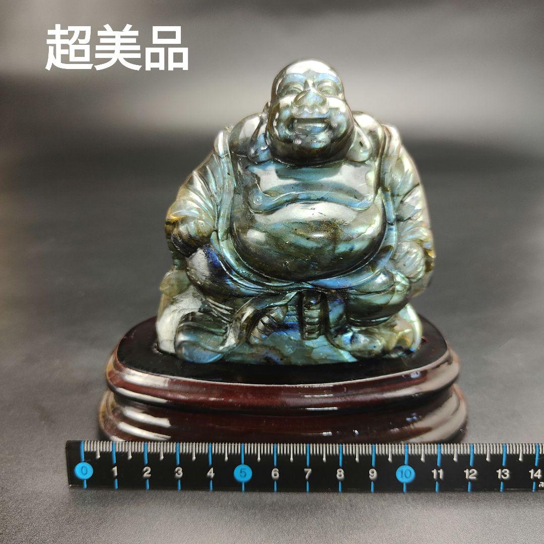 超美品　ラブラドライト　布袋様　天然石　風水　鉱物　パワーストーン　七福神　金運