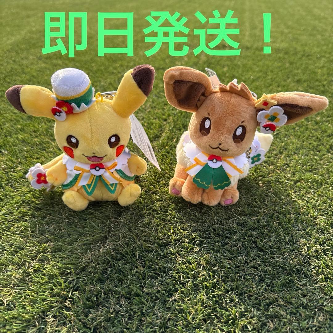 ピカチュウ&イーブイぬいぐるみキーホルダー　ポケパーク　カントー　マスコット