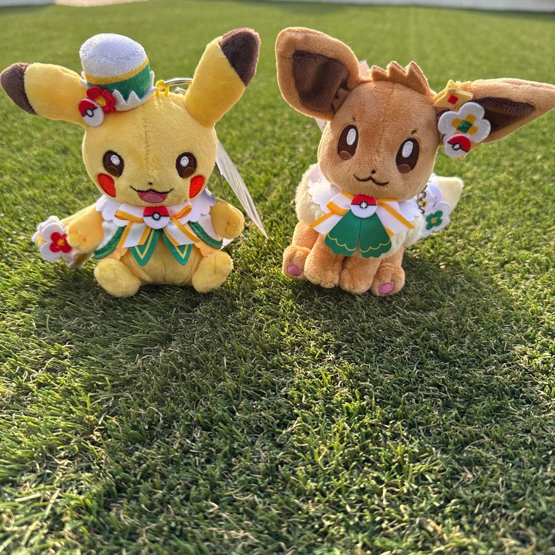 ピカチュウ&イーブイぬいぐるみキーホルダー　ポケパーク　カントー　マスコット