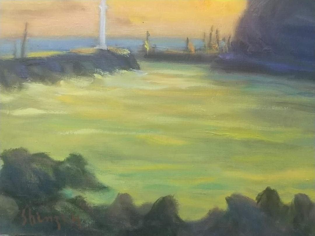 「ウトロ夕景」絵画 油絵 P10