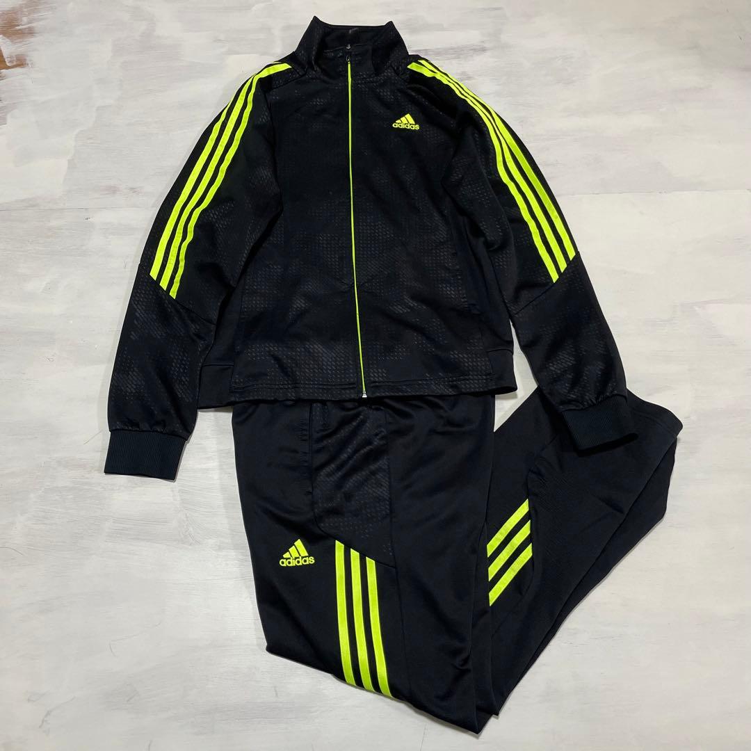 adidas トラックジャケット　セットアップ　 黒×イエロー