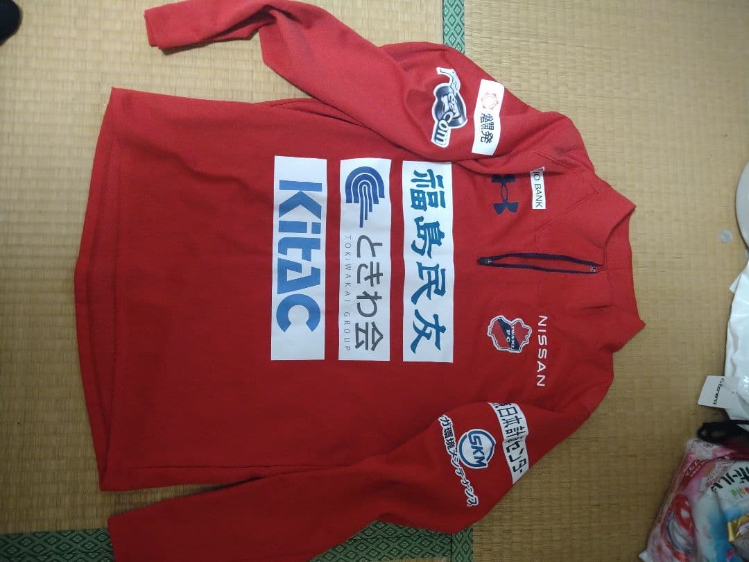 いわきFC２０２４年ジャージ赤い長袖シャツ NISSAN KITAC JCO