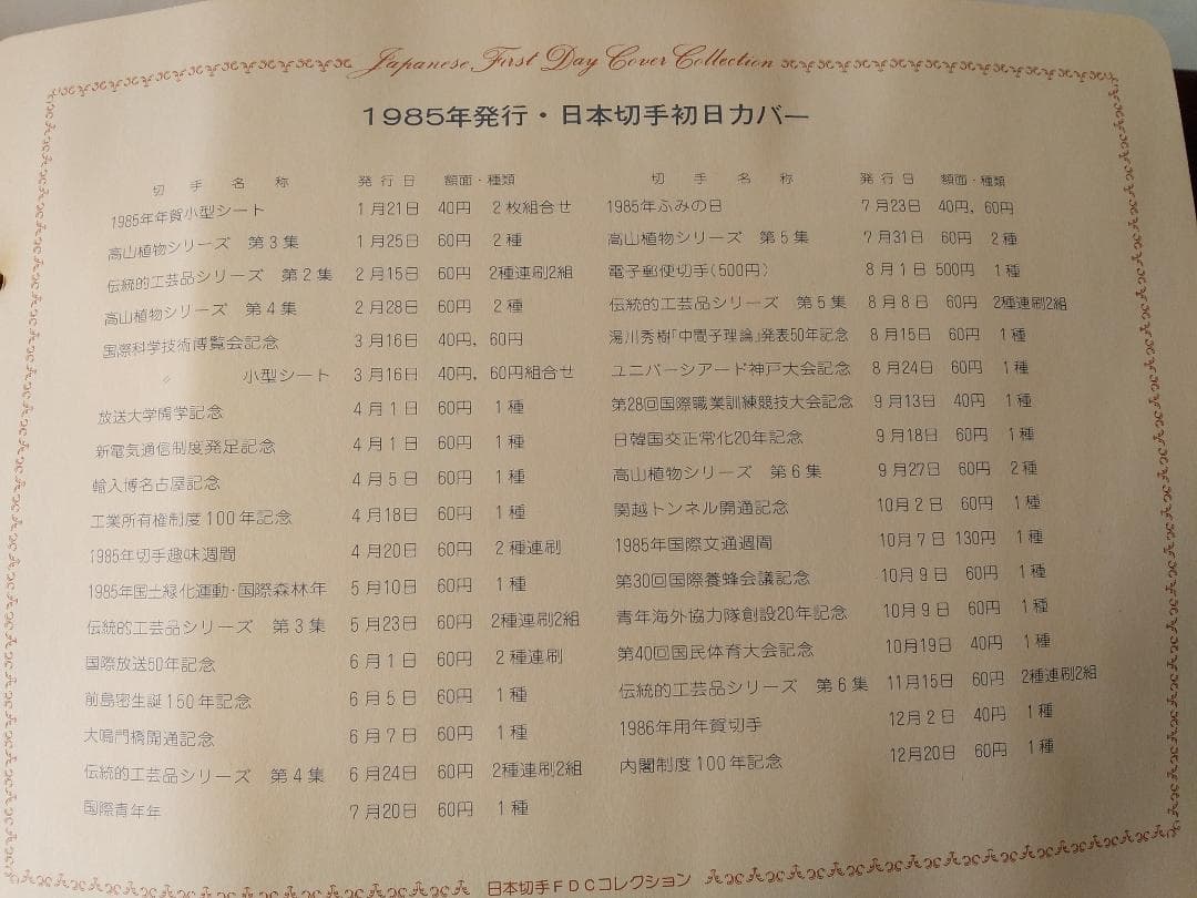 初日カバー 1985年 昭和60年 丑年 記念切手 切手 39通 ファイル 新品