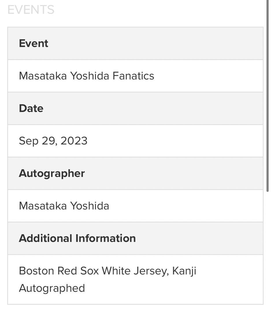 吉田正尚　直筆サイン　オーセンティック ユニフォーム 漢字サイン (検 大谷翔平