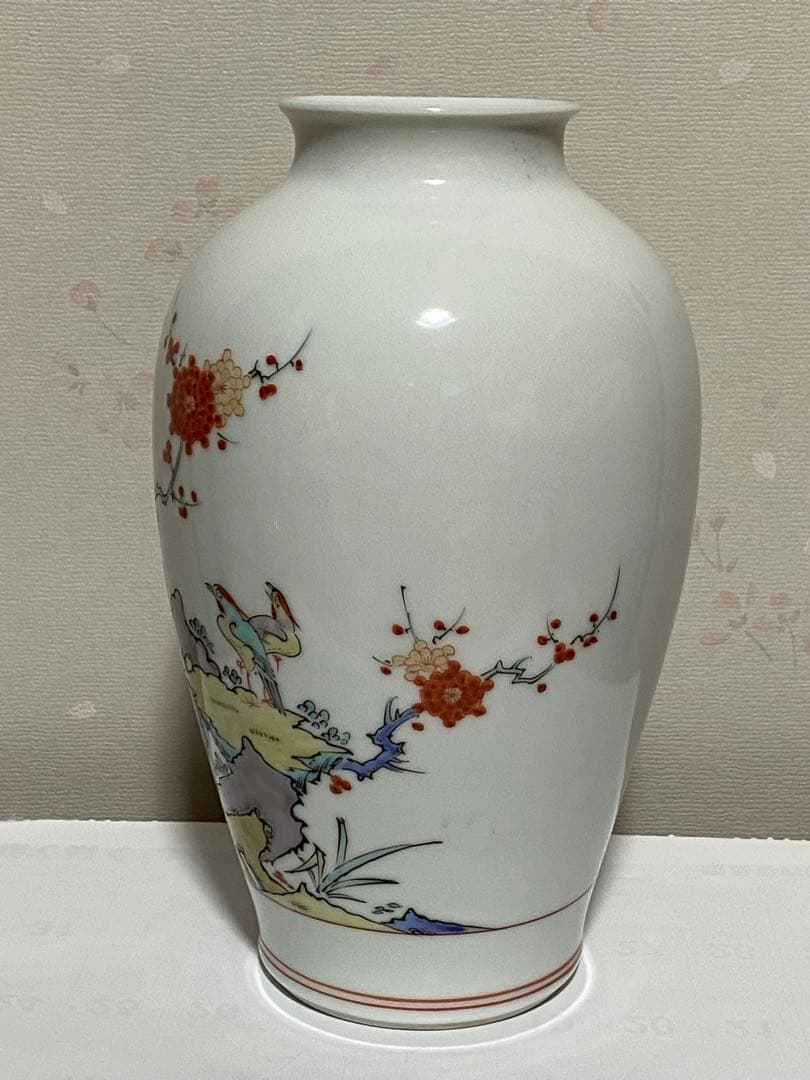 ♦染付 花鳥紋様 色絵磁器 花瓶 十二代 十三代 酒井田柿右衛門 人間国宝骨董品