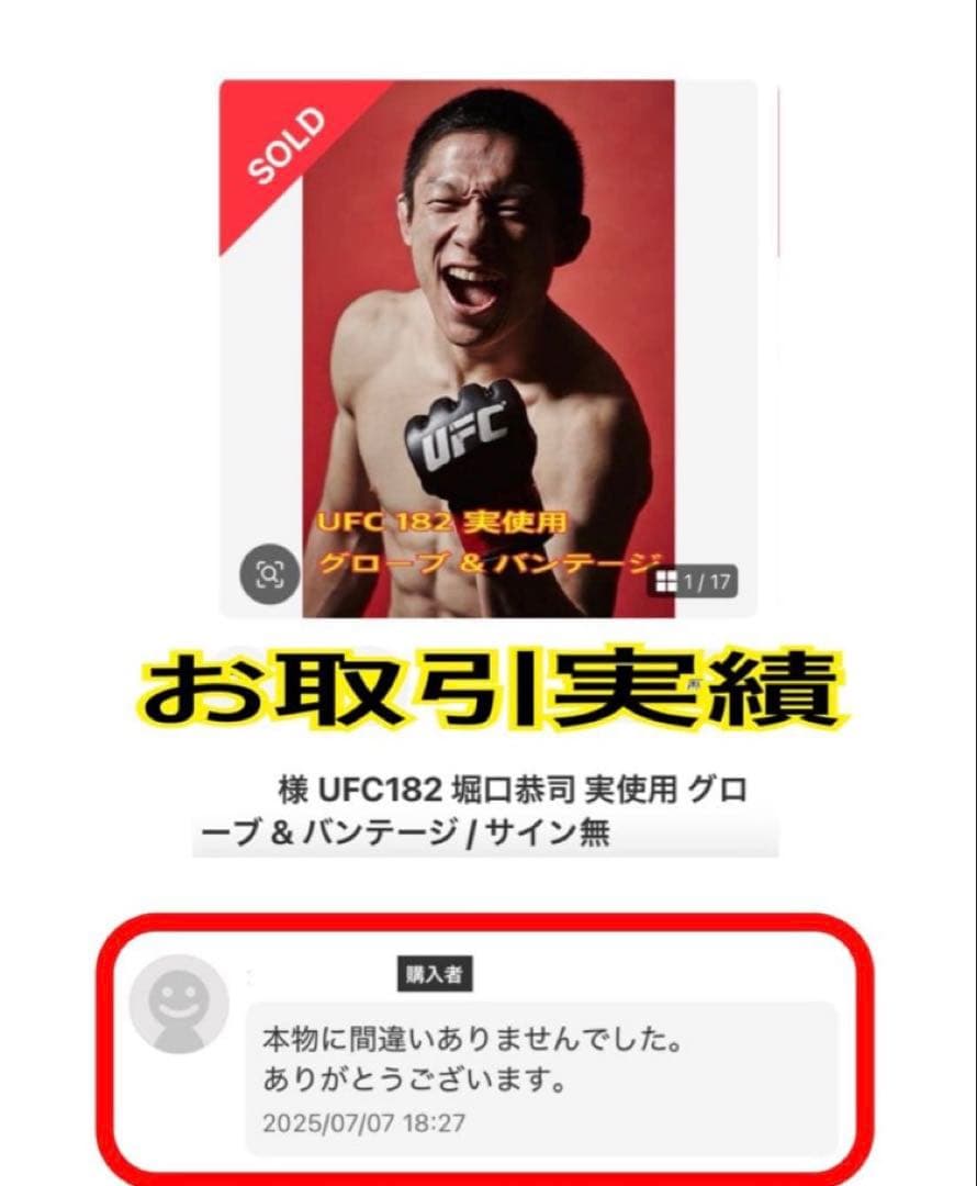 堀口恭司 UFC 実使用グローブ / RIZINファイトパス