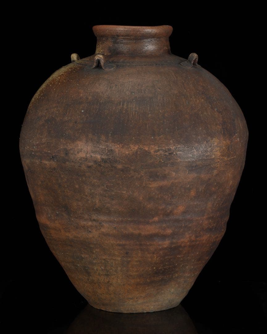 古伊賀 ビードロ自然釉 四耳大壺 47cm 壷 伊賀焼 時代物 古美術 骨董品