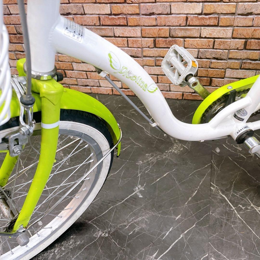 【42】子供用自転車 子供車 picolina ホワイト×黄緑 20インチ