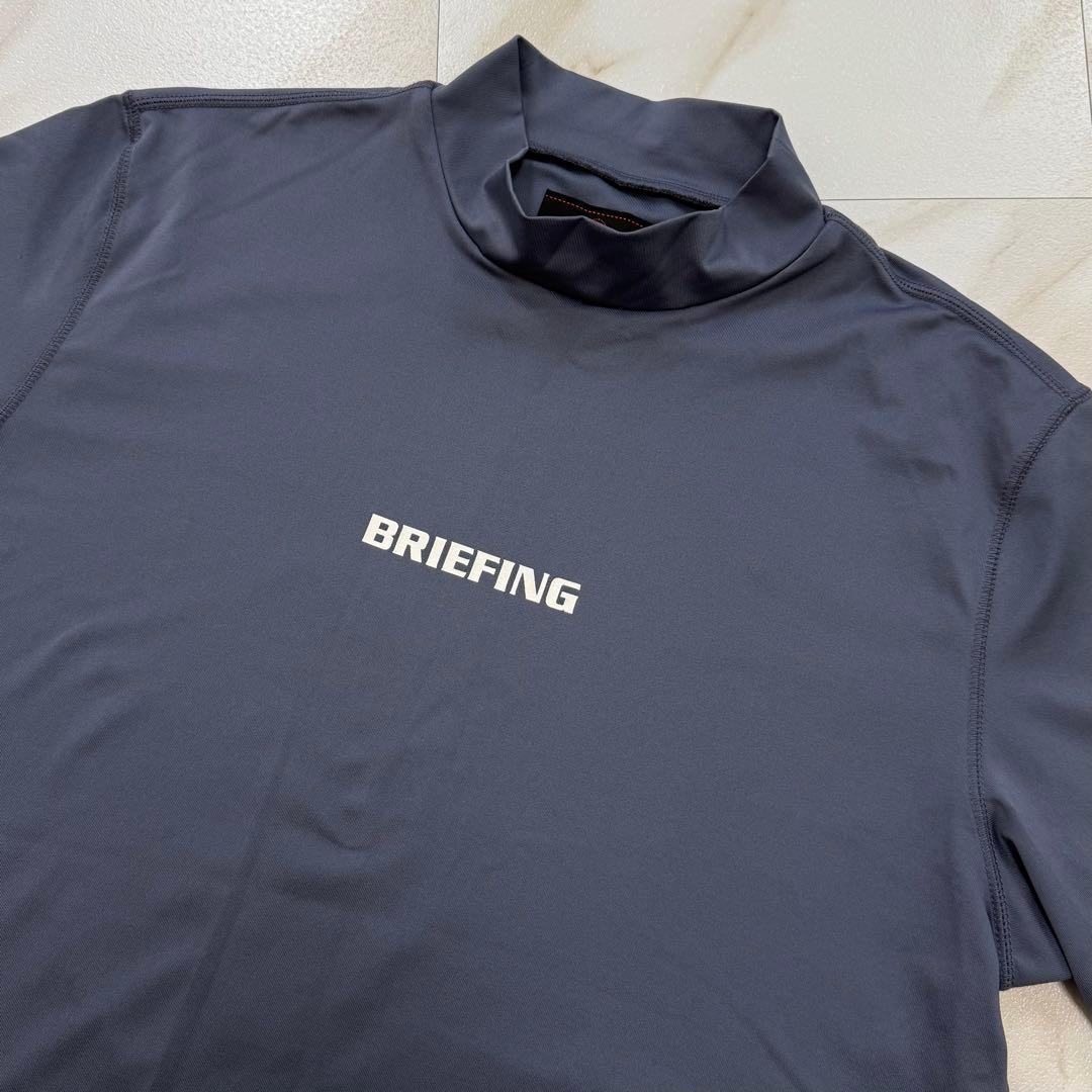 美品✨️BRIEFING モックネック シャツ 半袖 バックロゴ メンズ XL