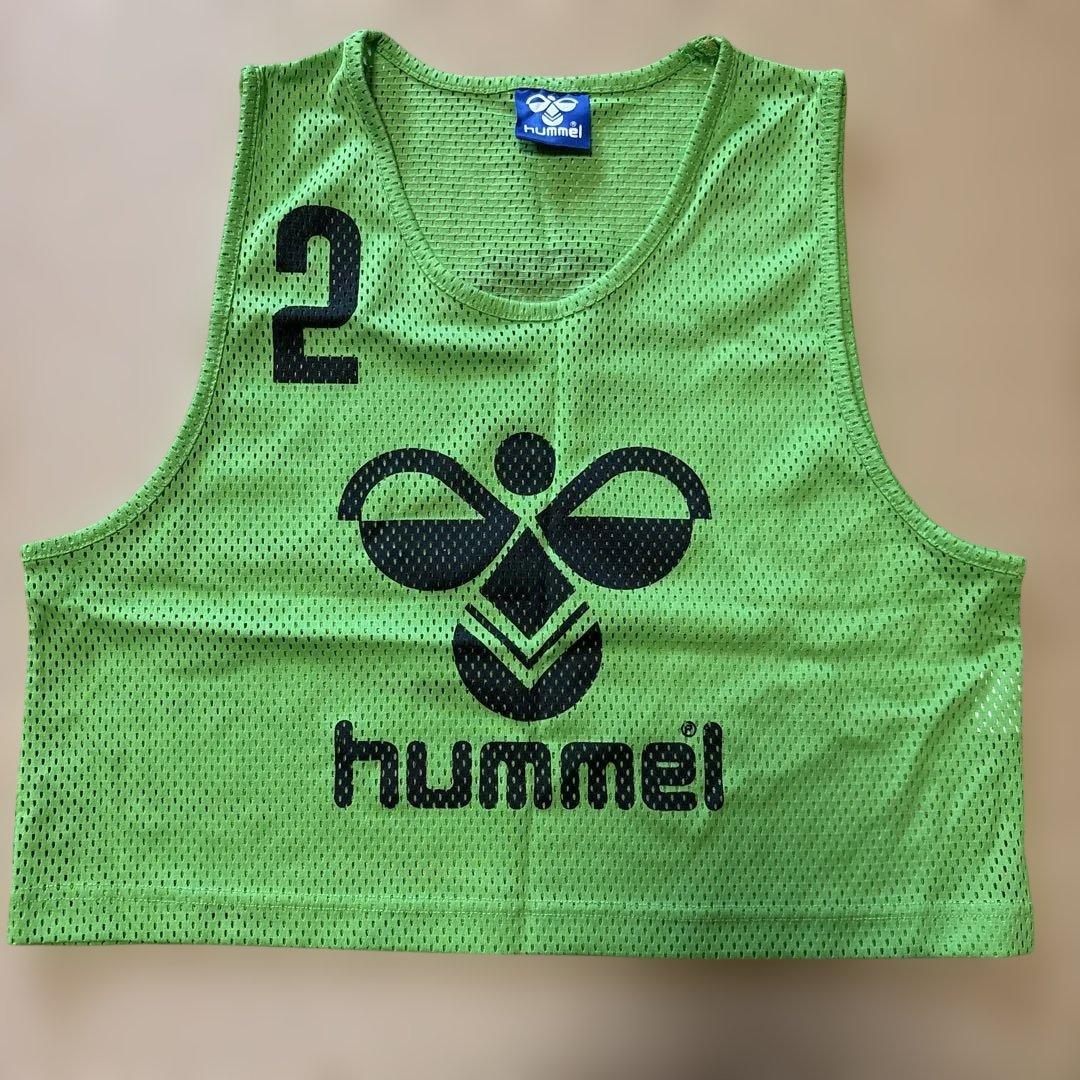 hummel 厚手メッシュビブス蛍光グリーン 2-11 ジュニア用