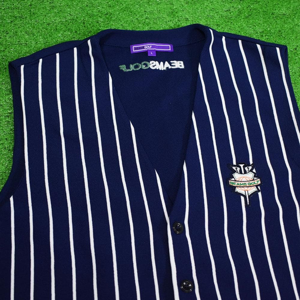 BEAMS GOLF/ビームス ゴルフ ベスト【ストライプ/L】超美品！