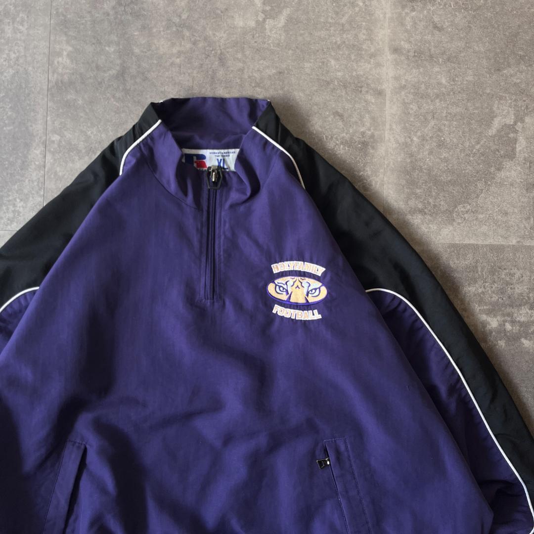 90s RUSSELL ATHLETIC ナイロン ハーフジップ XL A71