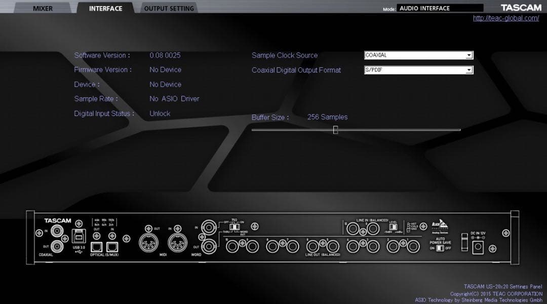 TASCAM US-20x20 オーディオインターフェイス