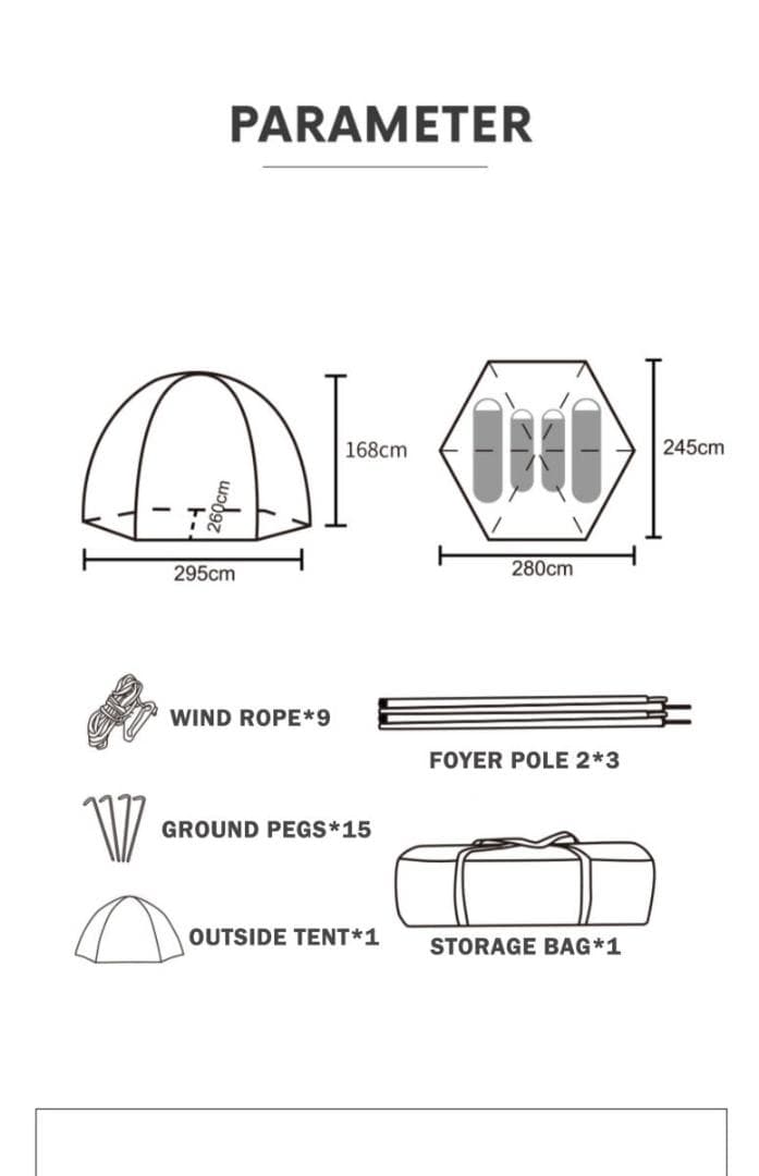 新品 TAN XIAN ZHE ヘキサン ファミリー テント タープ キャノピー