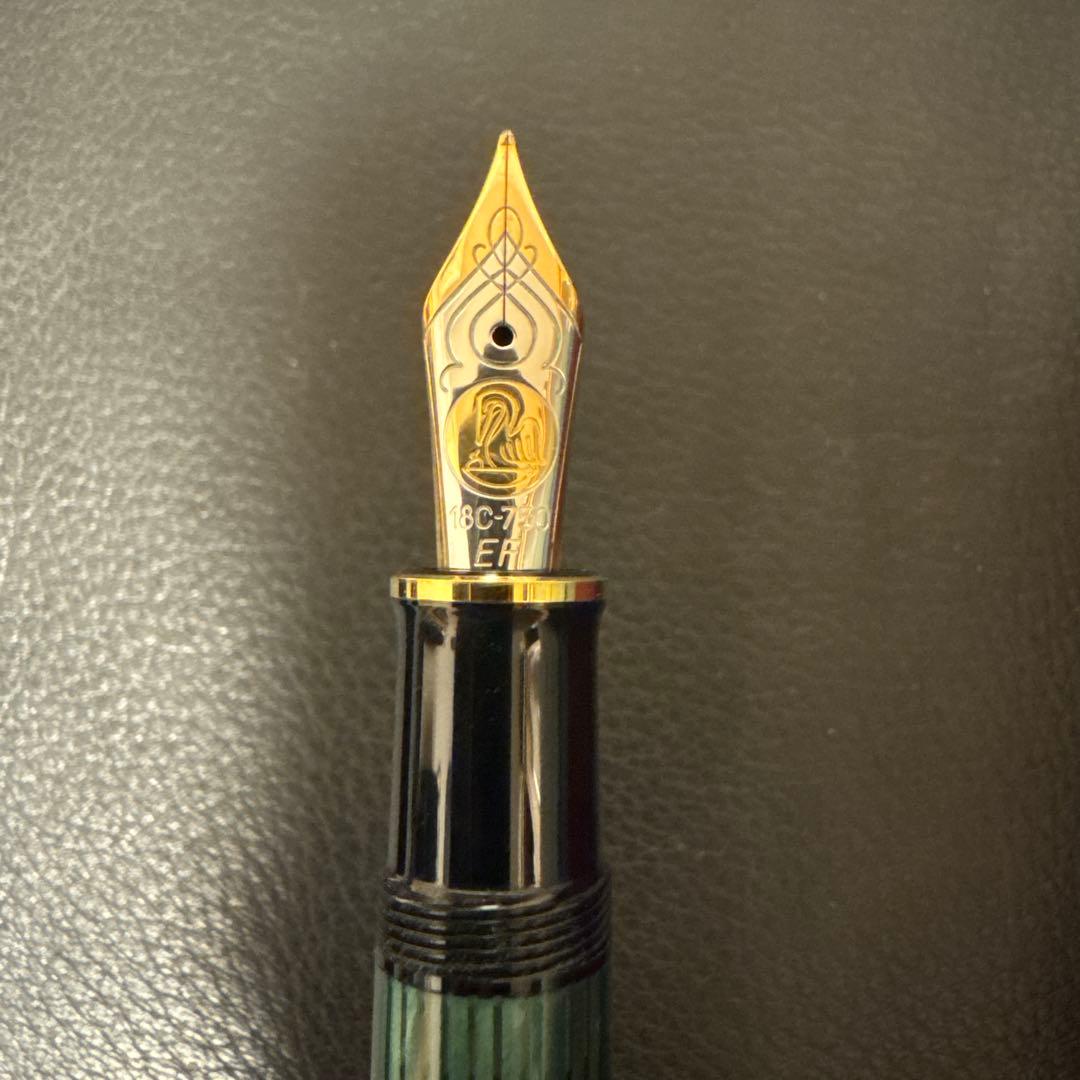 Pelikan M800緑縞18C-750 EF(極細) ペリカン　スーベレーン