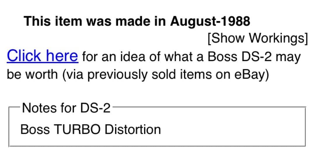 日本製 1988年8月製造 BOSS DS-2 ターボディストーション