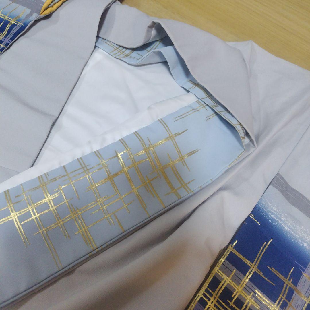 日本舞踊用衣装 明るいグレー地 青金 グラデーション　裾引き