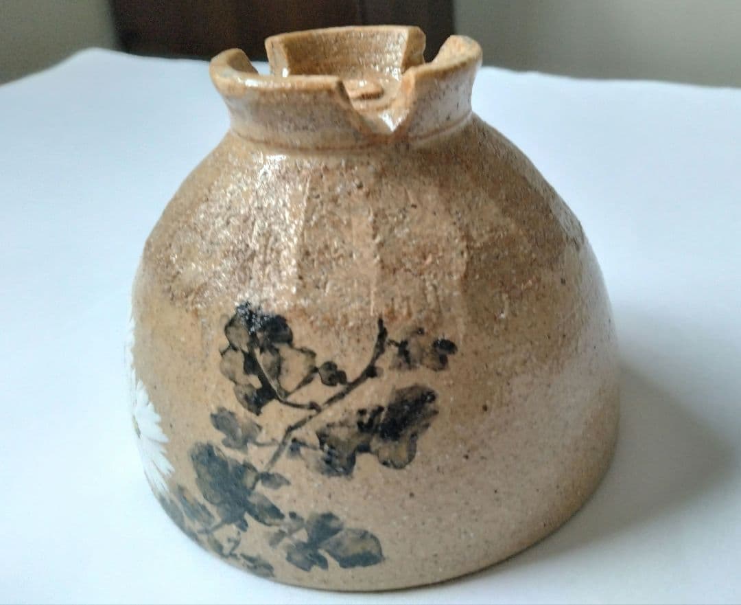 藤谷芳哉　白菊画 茶碗　水無月窯　抹茶碗　茶道具　共箱 共布 栞付 花紋様