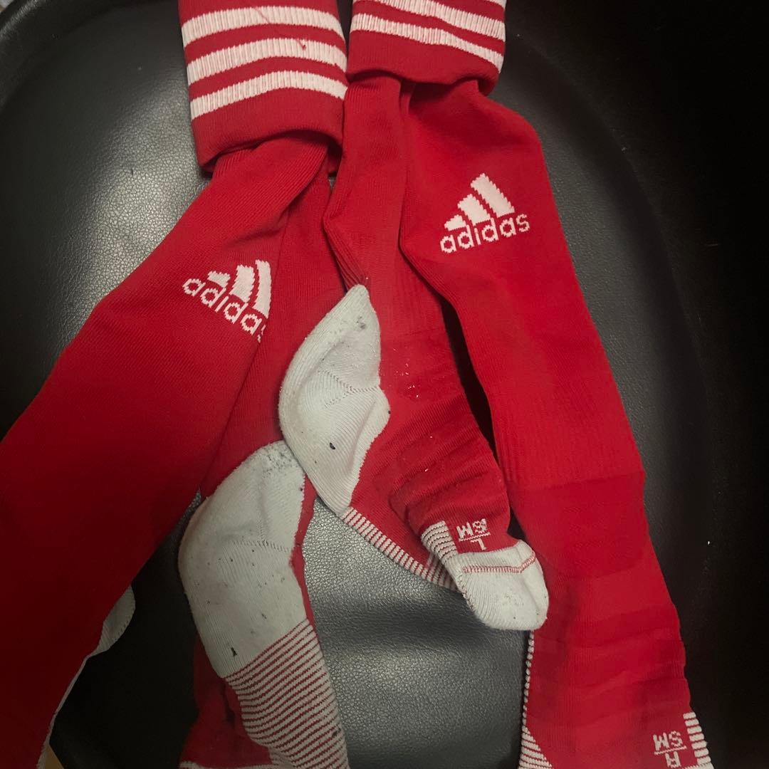 サッカーソックス　青白赤　adidas
