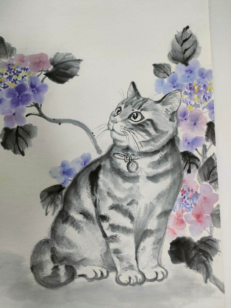 専用　水墨画　猫の絵