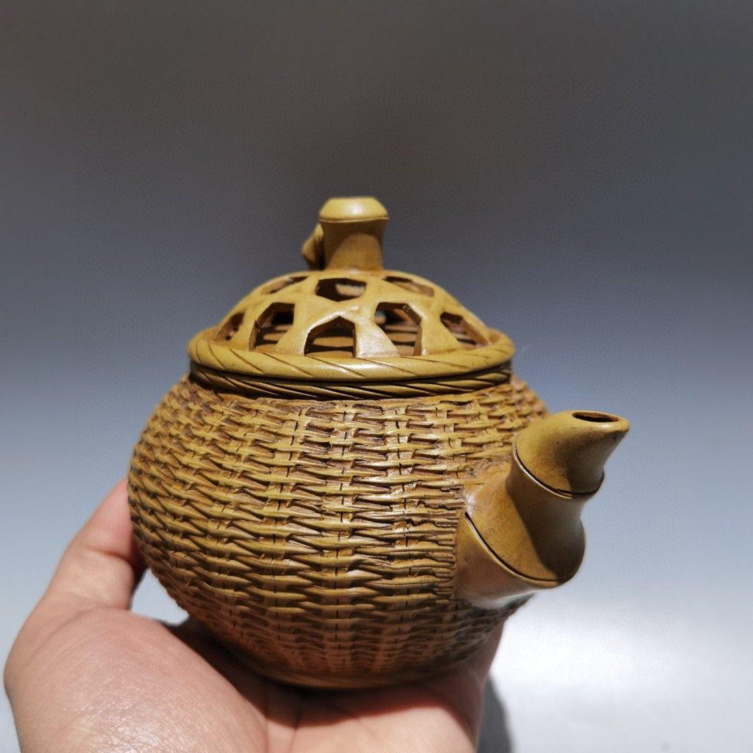紫砂壷 宜興 竹筐壺 泡茶壺 茶器