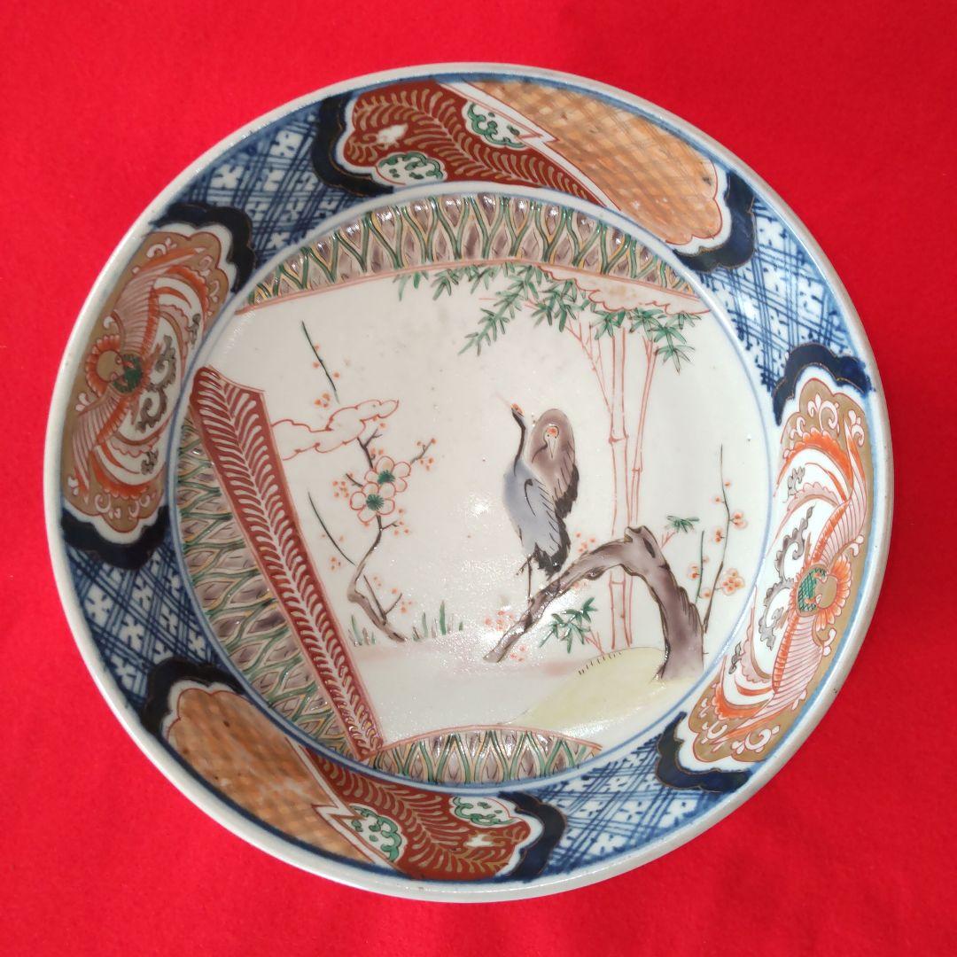 江戸後期～明治伊万里竹梅夫婦鶴独楽鉢