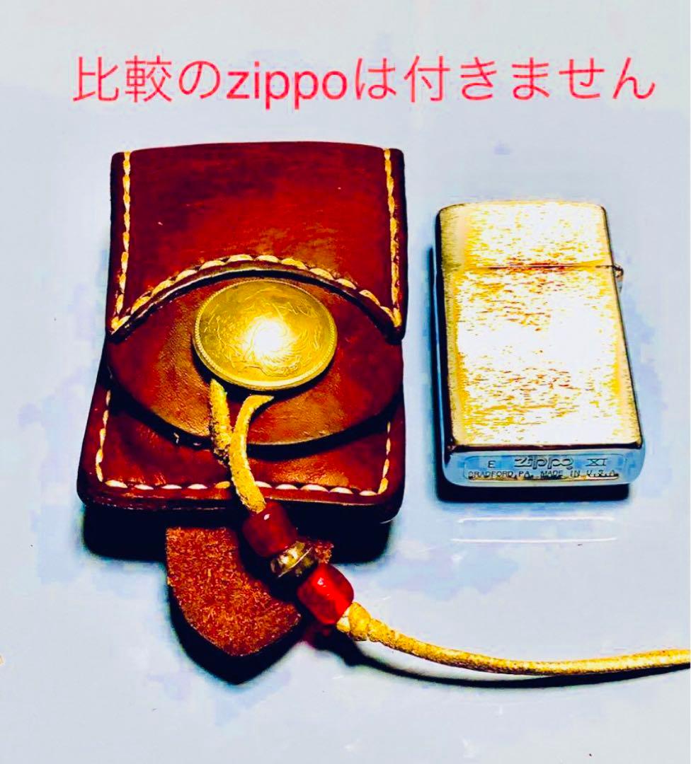 silverシルバー銀貨コンチョ＊レザー製zippo小物ケース