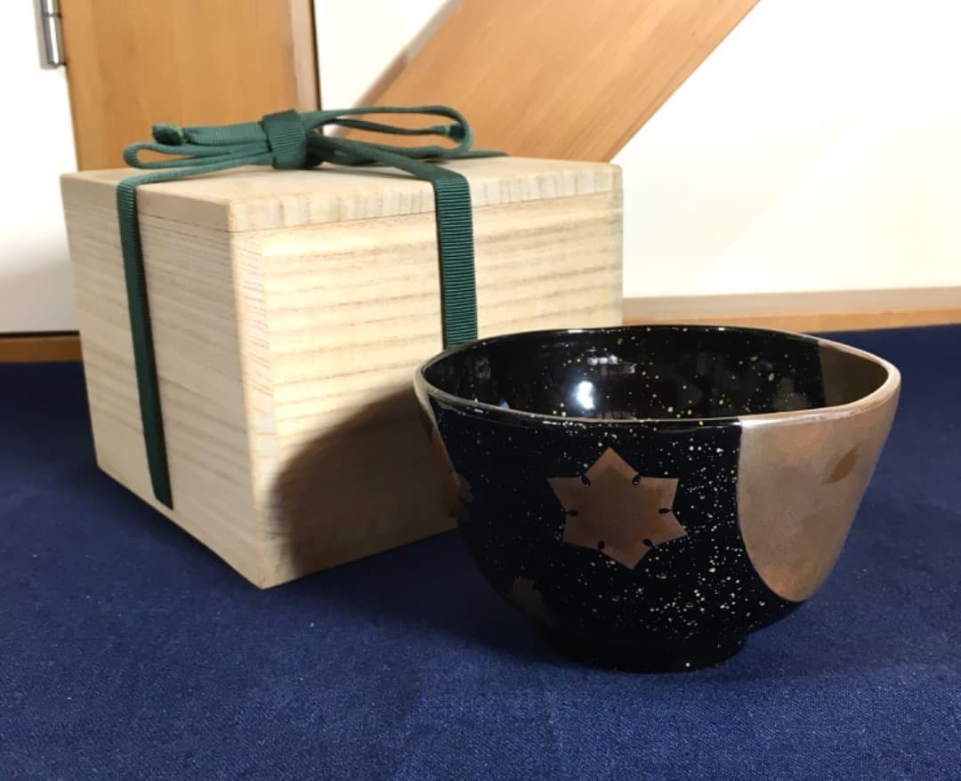【三代目春斎】前端春斉 雪月花 陶漆漆器 茶碗 陶器