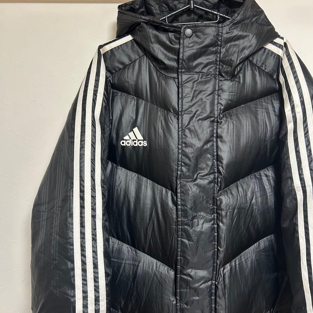adidas ダウンコート XL Oサイズ ストライプ