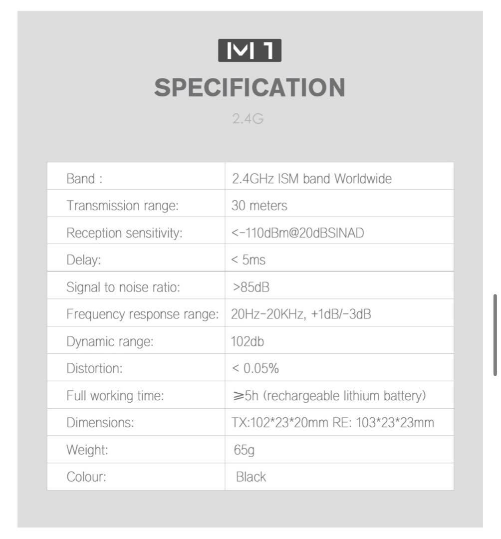 Swiff Audio M1 マイクロフォン用ワイヤレスシステム